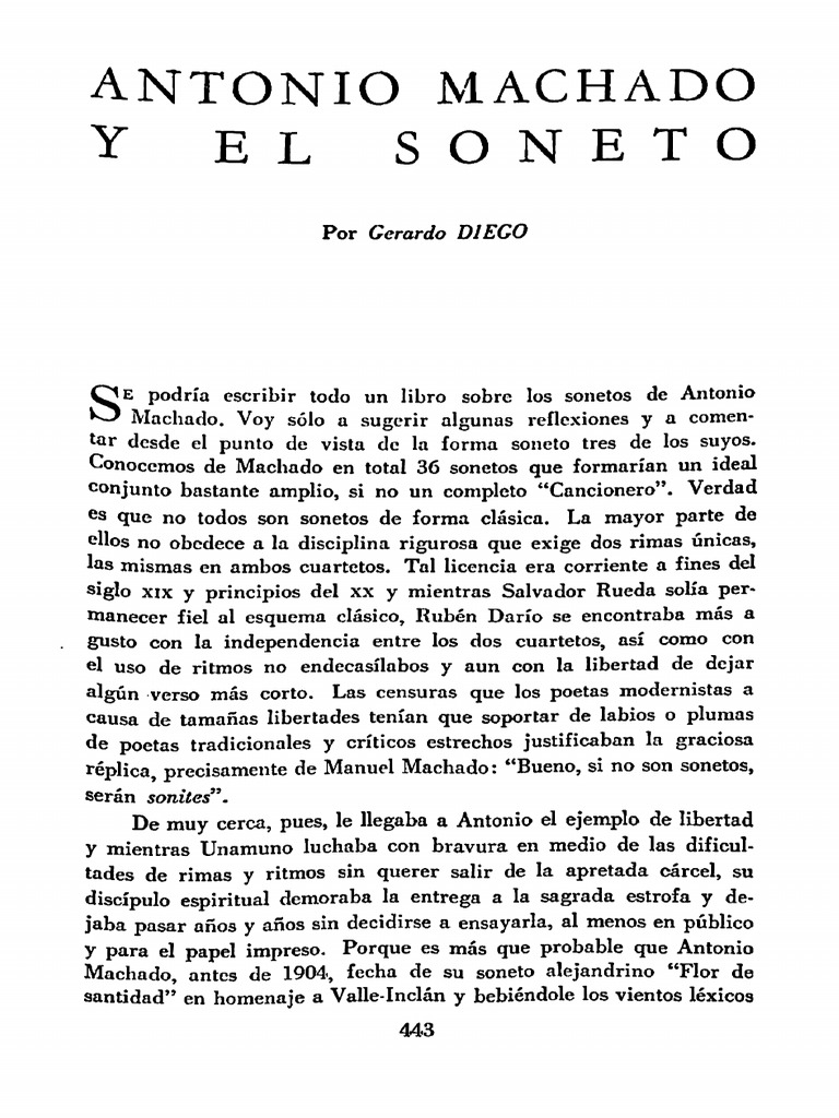 Antonio Machado y El Soneto 1198400 | PDF | Sonetos | Poesía