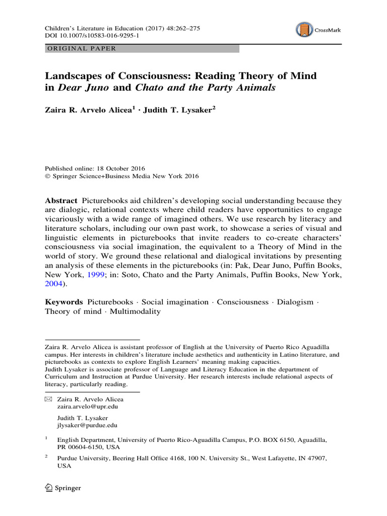 Theory of Mind in Picturebooks Analysis | PDF | Mind | Theory Of Mind