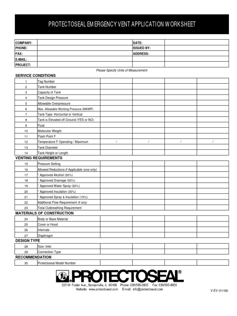 Emergency Vent Worksheet | PDF