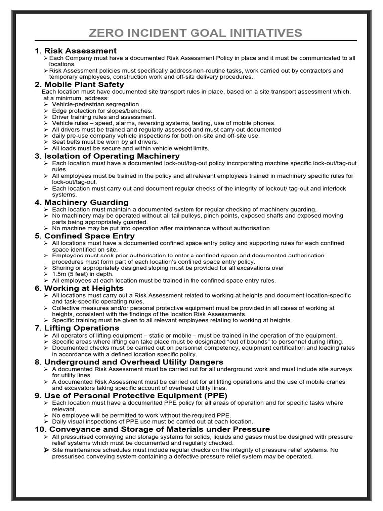 Zero Incident Goal Initiatives 2013 | PDF | Personal Protective ...