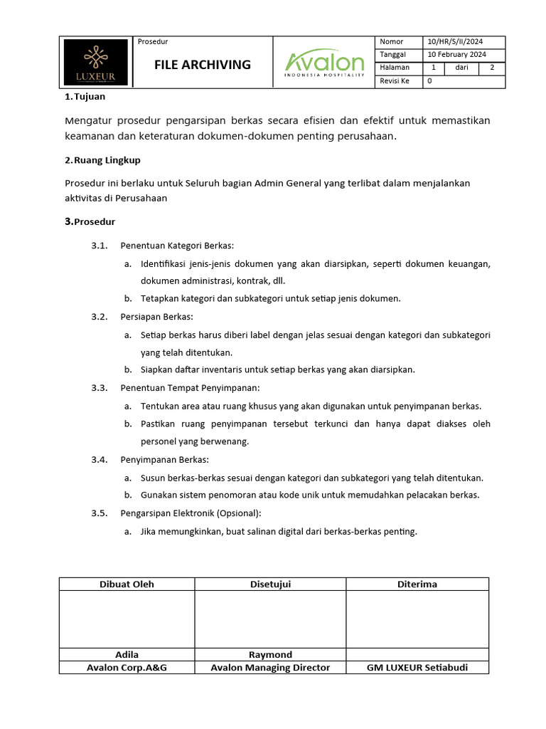 Sop File Archiving | PDF