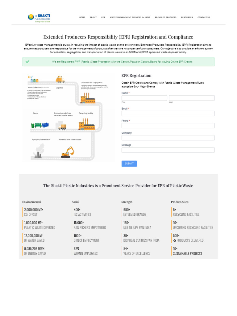 EPR Extended Producers Responsibility for Plastic Waste | PDF ...