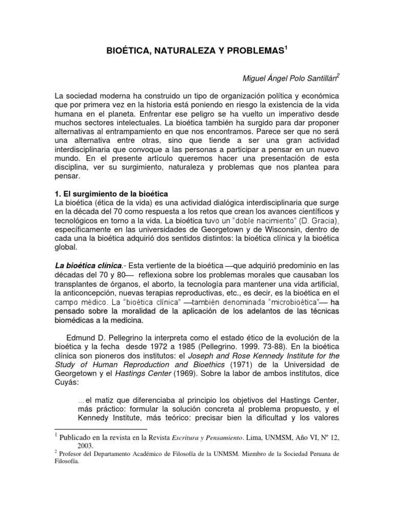 BIOÉTICA Problemas | PDF | Bioética | Science
