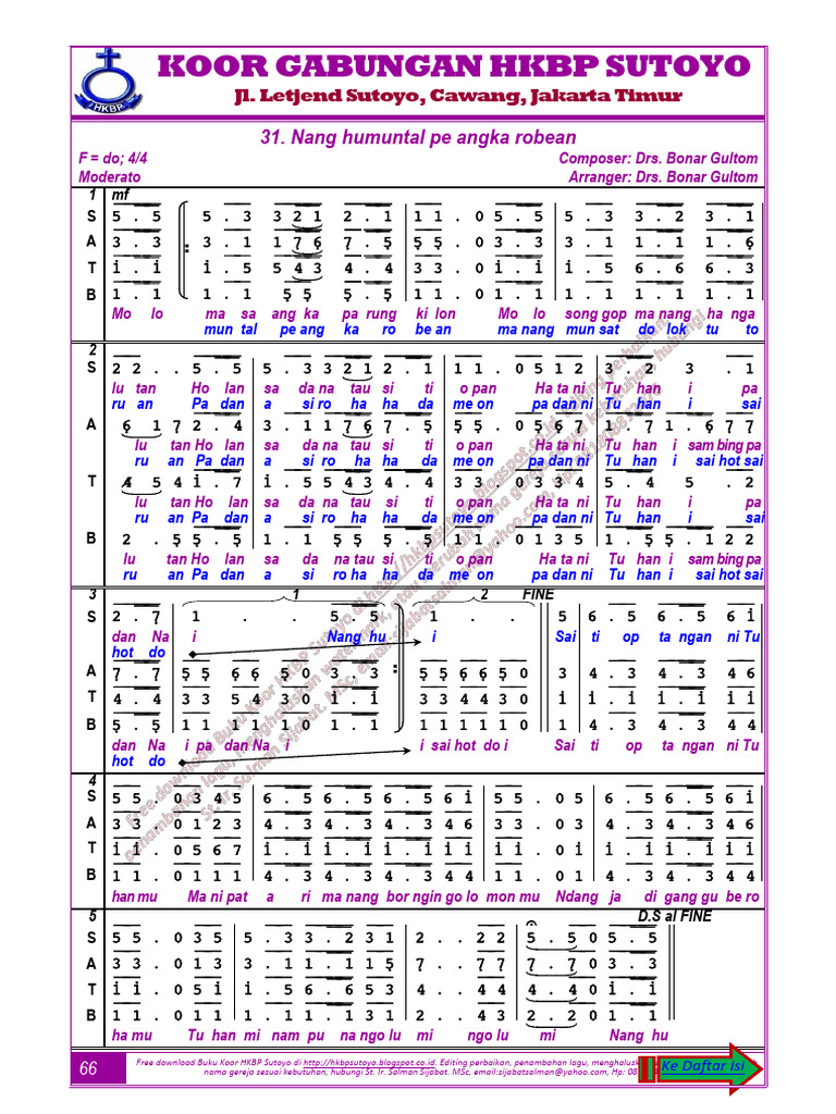 04 Nang Humuntal Pe Angka Robean (SATB) | PDF