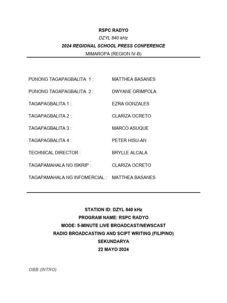 RSPC RADYO 04 14 24 With Comments Ni Hev Alvin 1 | PDF