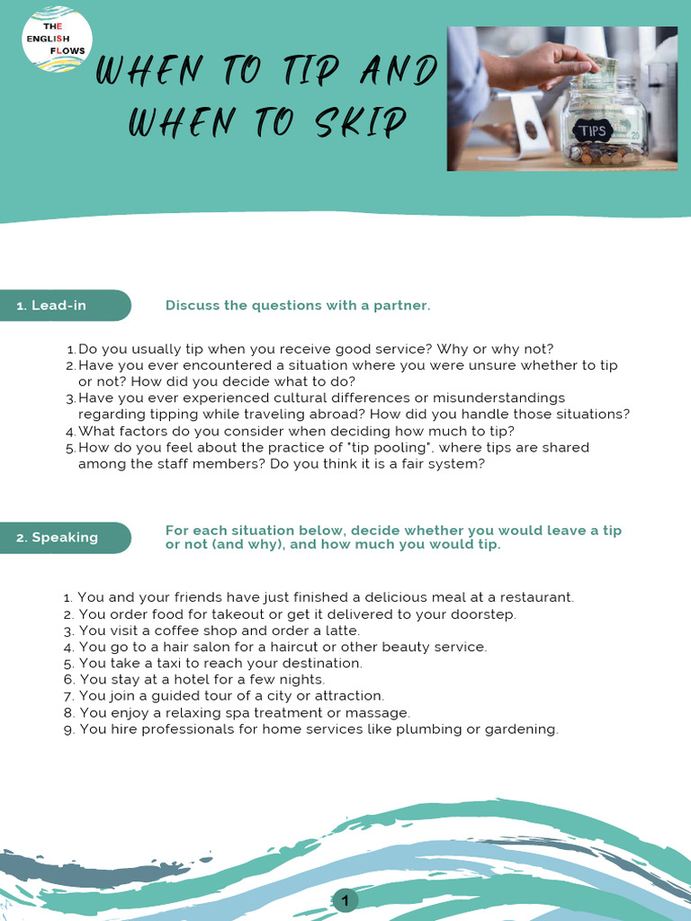 When To Tip and When To Skip SV | PDF | Gratuity | Waiting Staff