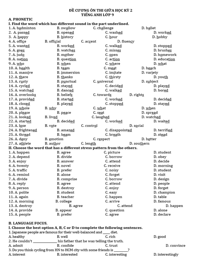 ĐỀ 1 | PDF | English Language | Verb