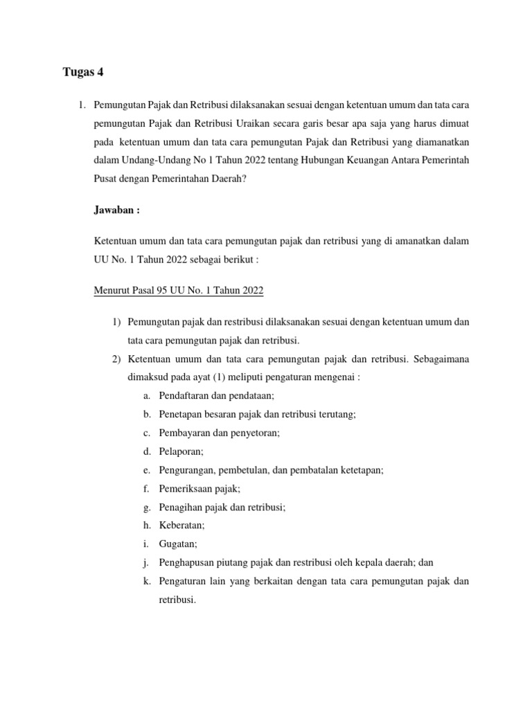 Tugas 4 - Lab. Pajak Derah Dan Retribusi Daerah-1 | PDF | Bisnis | Hukum