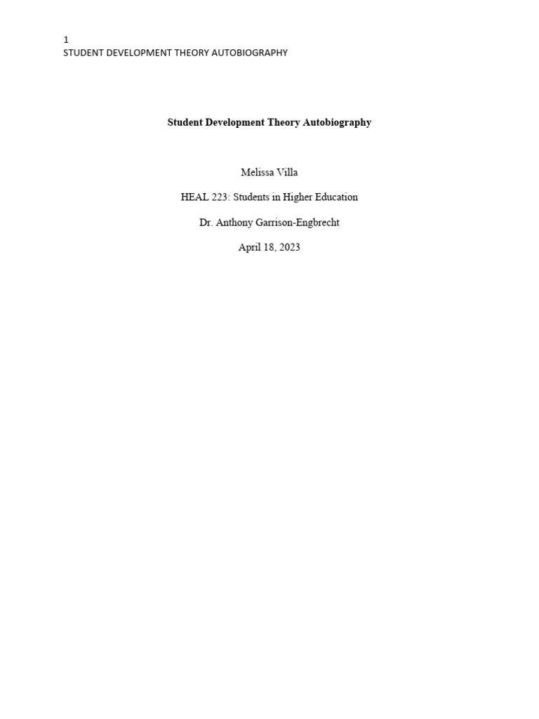 student development theory autobiography 1 2 | PDF | Student Affairs