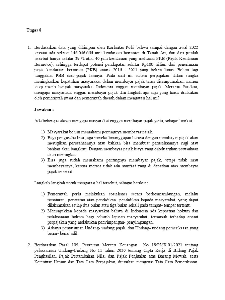 Tugas 8 - Lab. Pajak Derah Dan Retribusi Daerah | PDF | Pengelolaan Keuangan & Uang