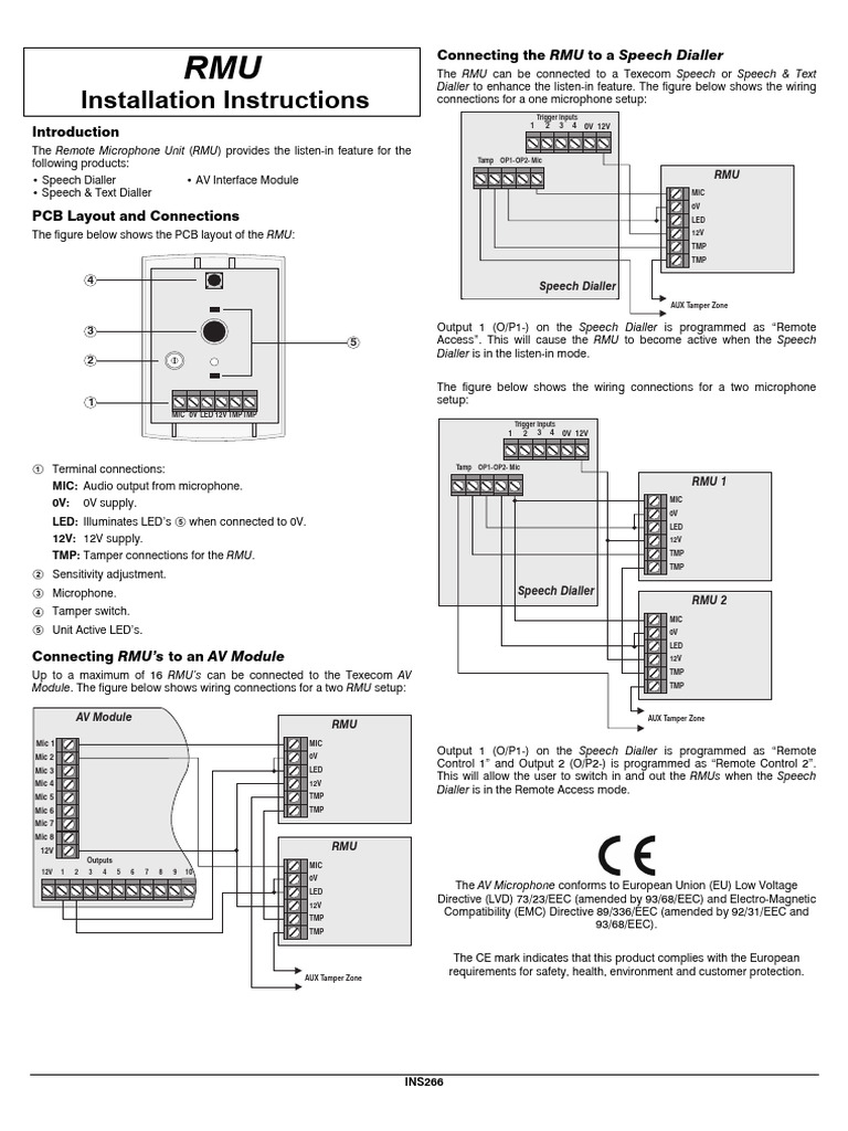 INS266 (Texecom RMU Manual) | PDF | Microphone | Computing