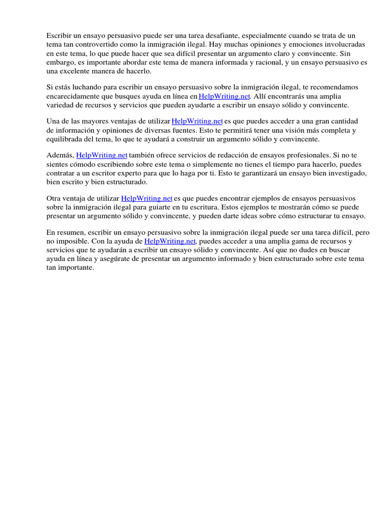 Cómo Escribir Un Ensayo Persuasivo Sobre La Inmigración Ilegal | PDF ...