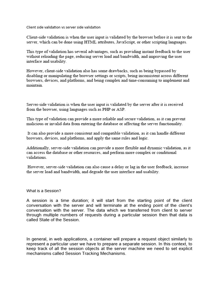 Client side validation vs server side validation | PDF | Dynamic Web Page | Http Cookie
