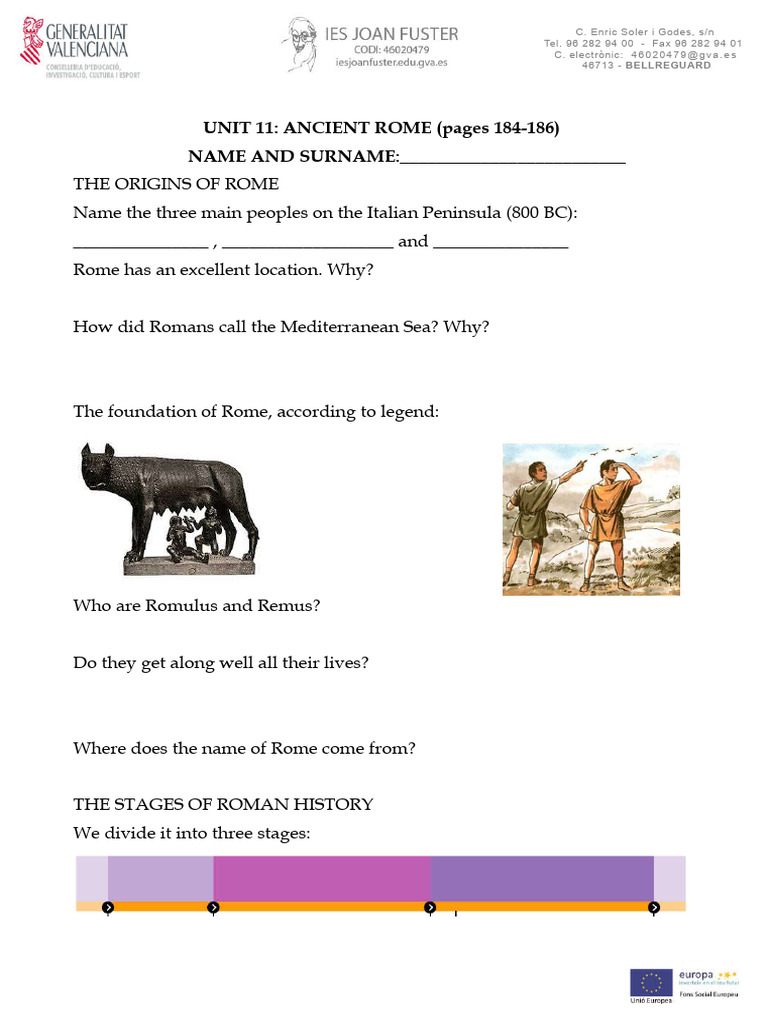 Ancient Rome Class Work | PDF | Twelve Olympians | Roman Republic
