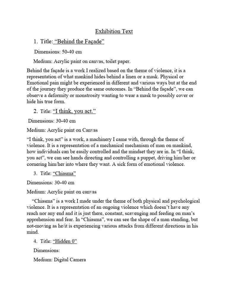 Exhibition Text | PDF | Behavioural Sciences | Psychology