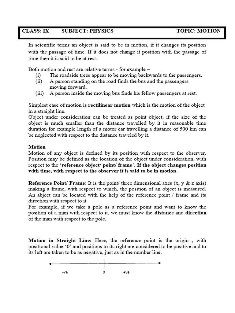 Motion Notes | PDF | Velocity | Acceleration