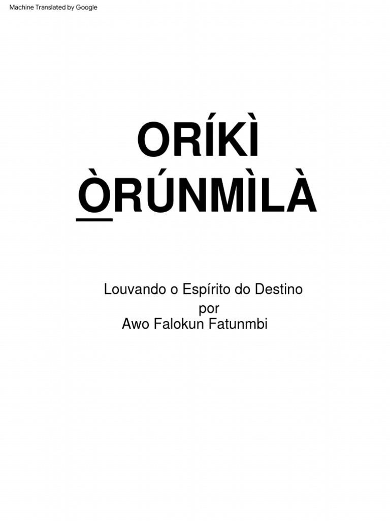 Livro - Oriki e Rezas Orunmila Ifá - Traduzido | PDF