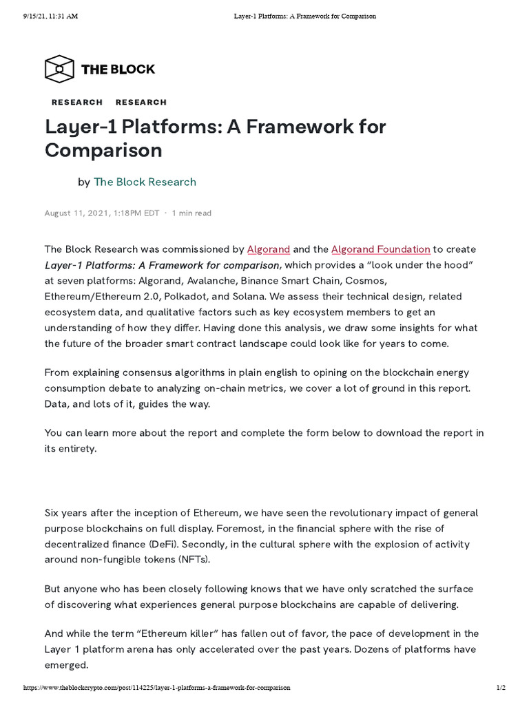 Layer-1 Platforms Comparison Guide | PDF | Cryptocurrency