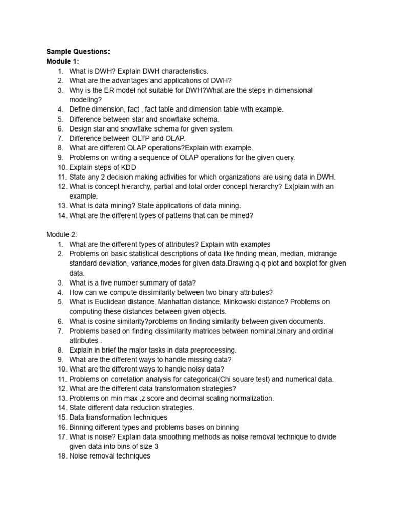 DMBI Sample Questions | PDF | Cluster Analysis | Statistical Classification