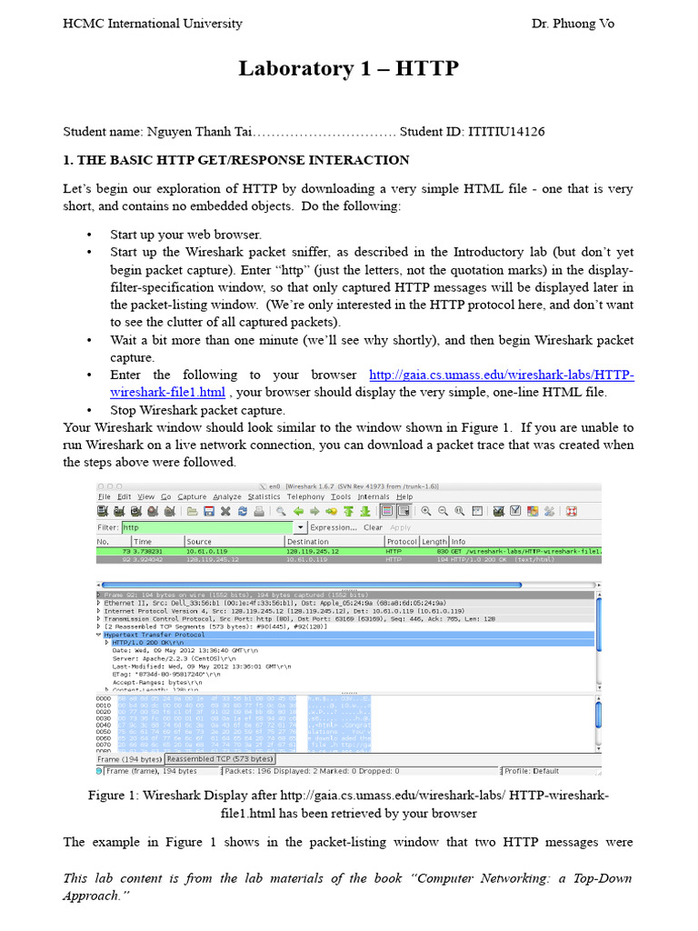 LabComnet1 - IT - WireShark (HTTP) | PDF | Networking | Web Server