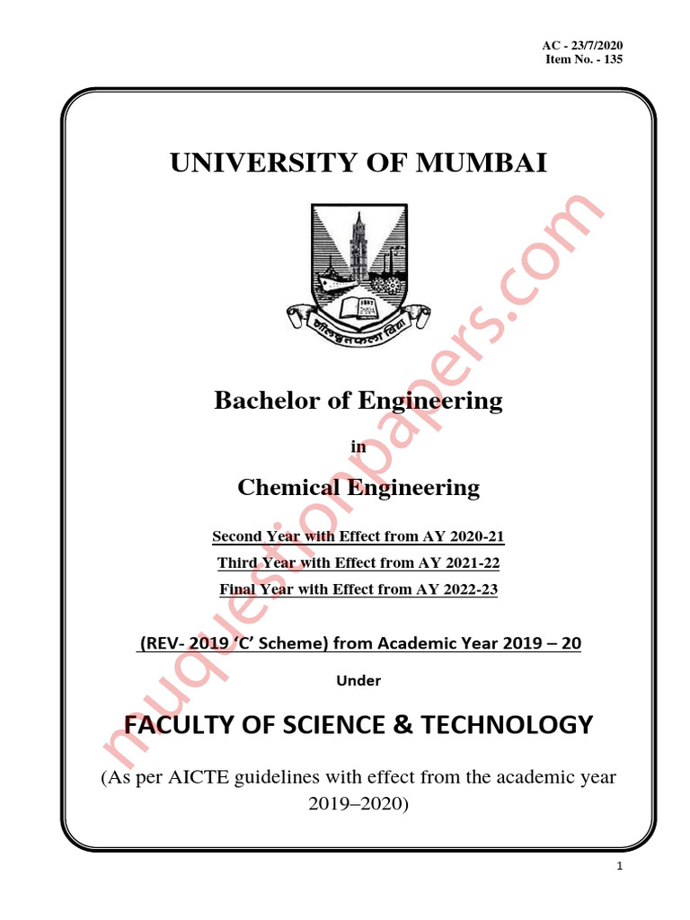 Be Chemical Engineering Second Year Se Semester 3 Rev 2019 C Scheme | Download Free PDF ...