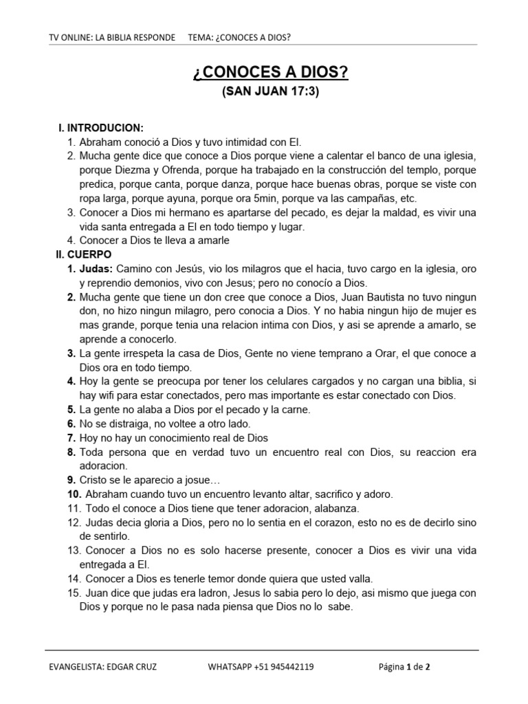 Conoces a Dios | PDF | Jesús | Dios
