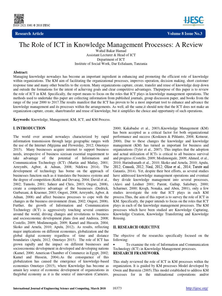 ICT's Role in Knowledge Management | PDF | Knowledge Management ...