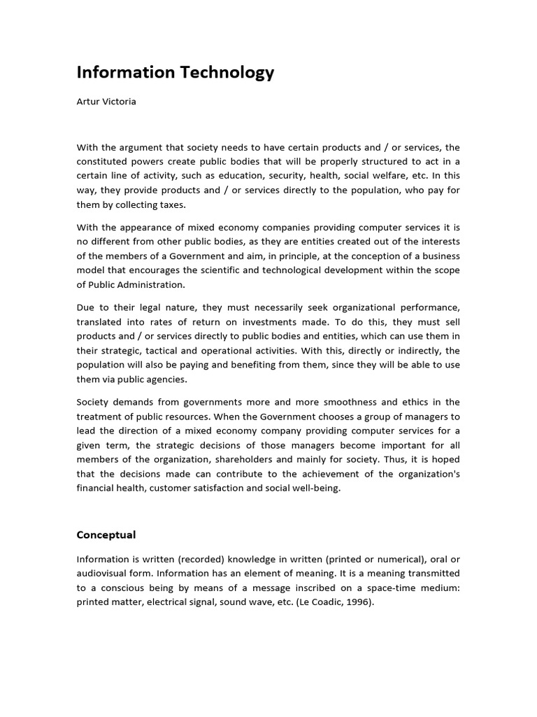 Information Technology | PDF | Information | Information System