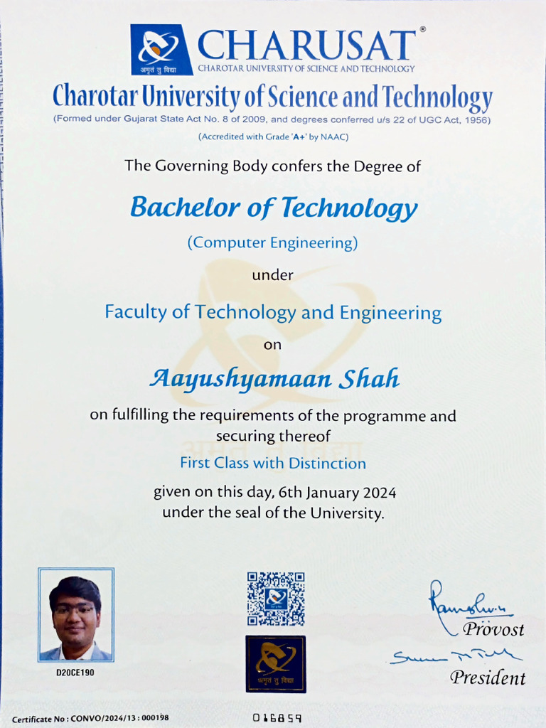 Charusat Degree | PDF