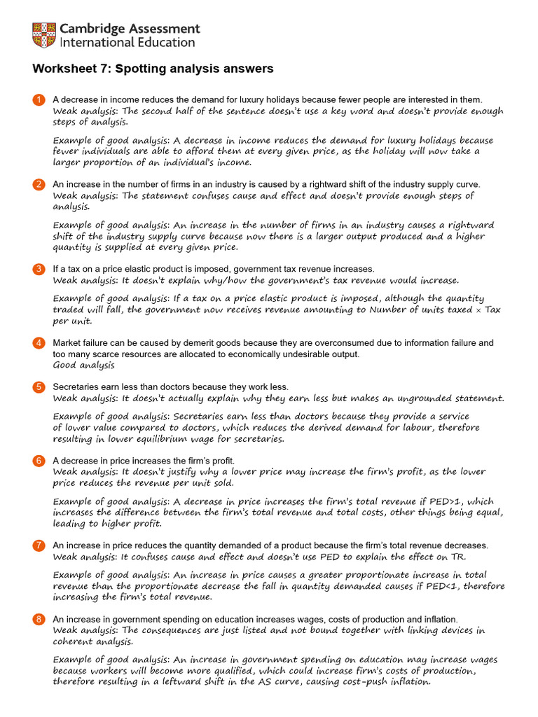 AO2 Worksheet 7 Spotting Analysis Answers | Download Free PDF | Demand ...