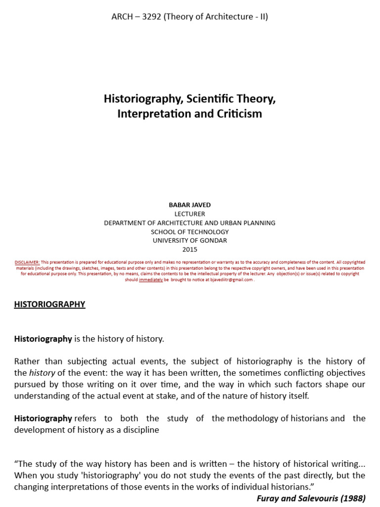 Historiography, Scientific Theory, Interpretation and Criticism | PDF ...