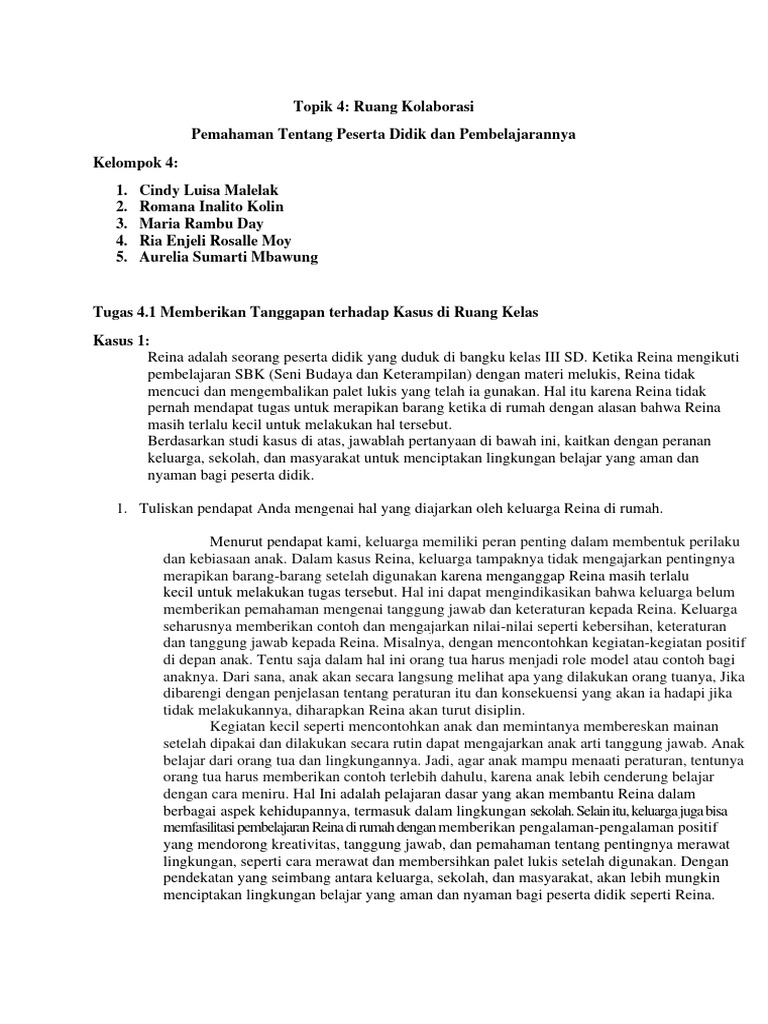 Topik 4 - Ruang Kolaborasi - Pemahaman Peserta Didik | PDF