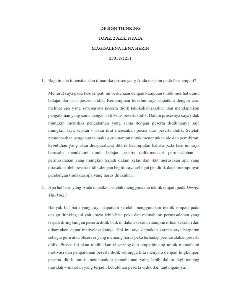 Design Thinking Topik 2 Aksi Nyata | PDF