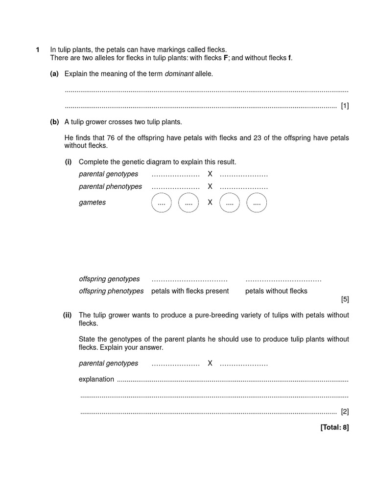 Inheritance 2 QP | PDF | Zygosity | Genotype
