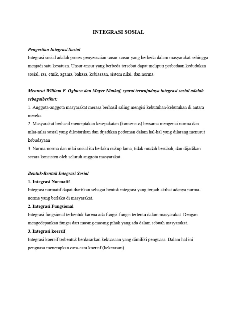 Integrasi Sosial | PDF | Sains & Matematika