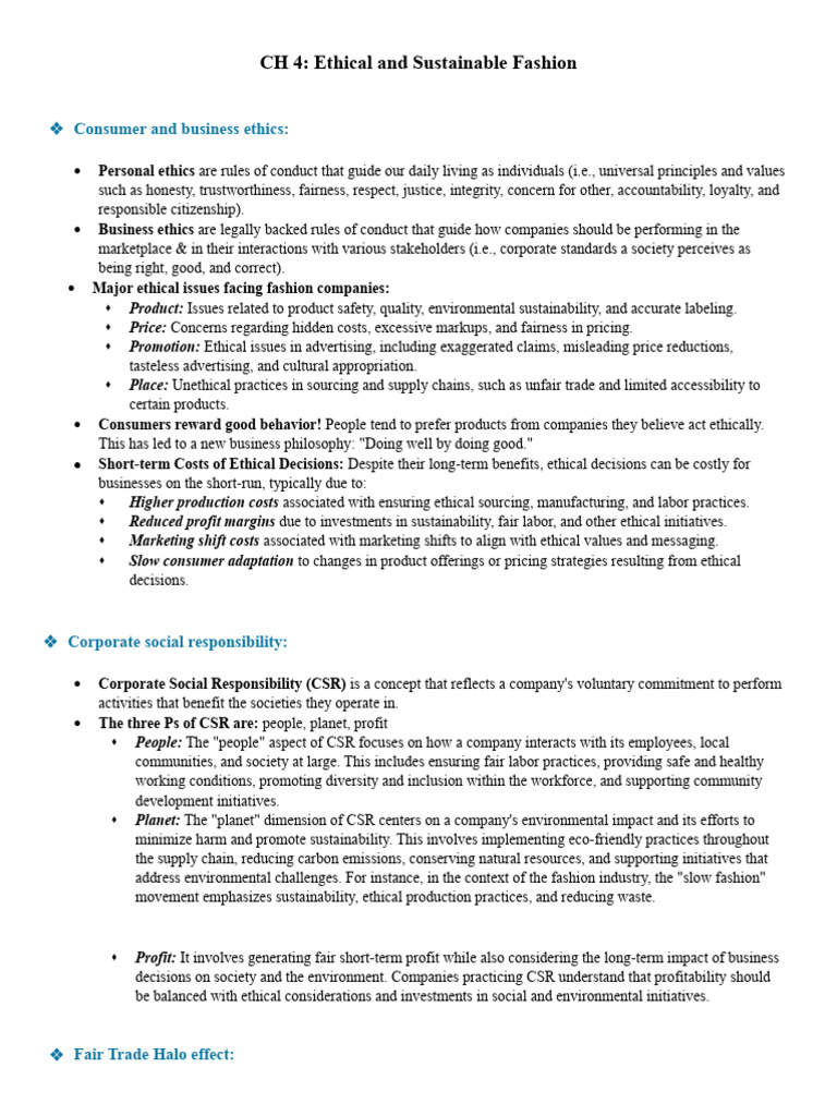 Ethical and Sustainable Fashion Insights | PDF | Corporate Social ...