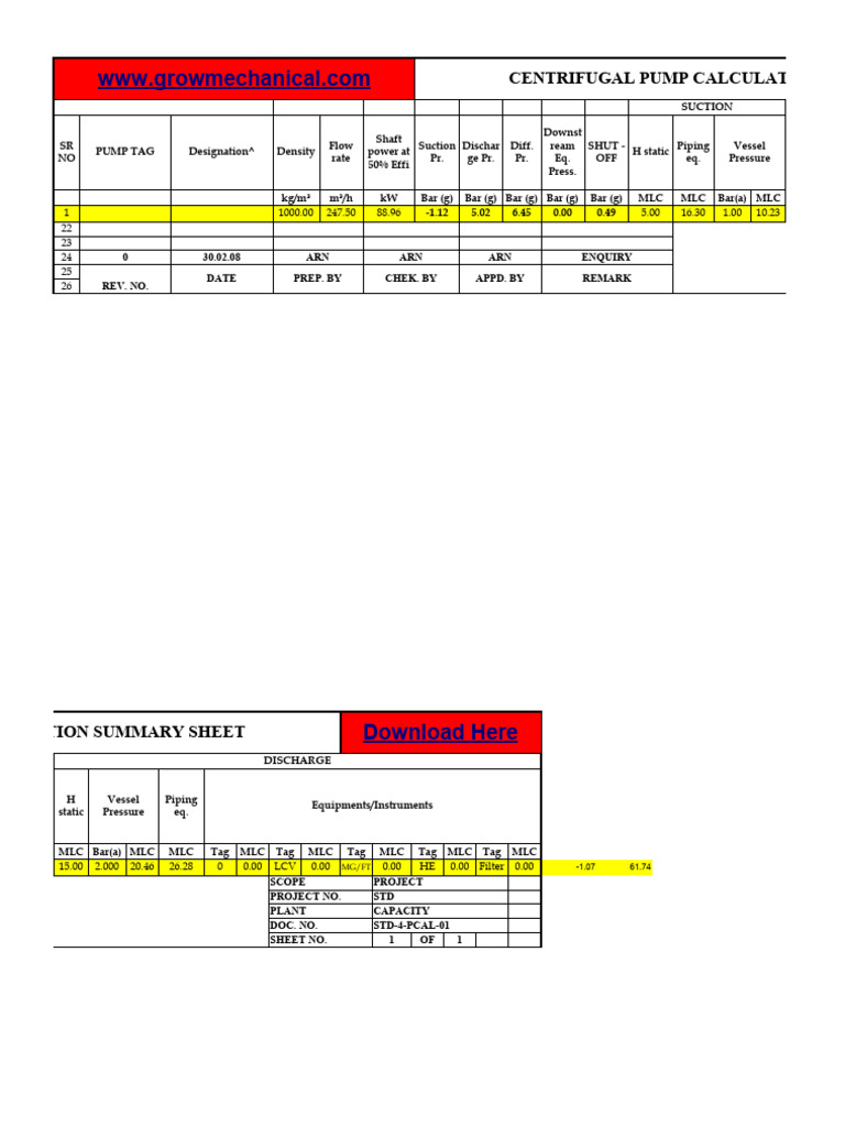 Centrifugal Pump Calculation | PDF | Pump | Gases