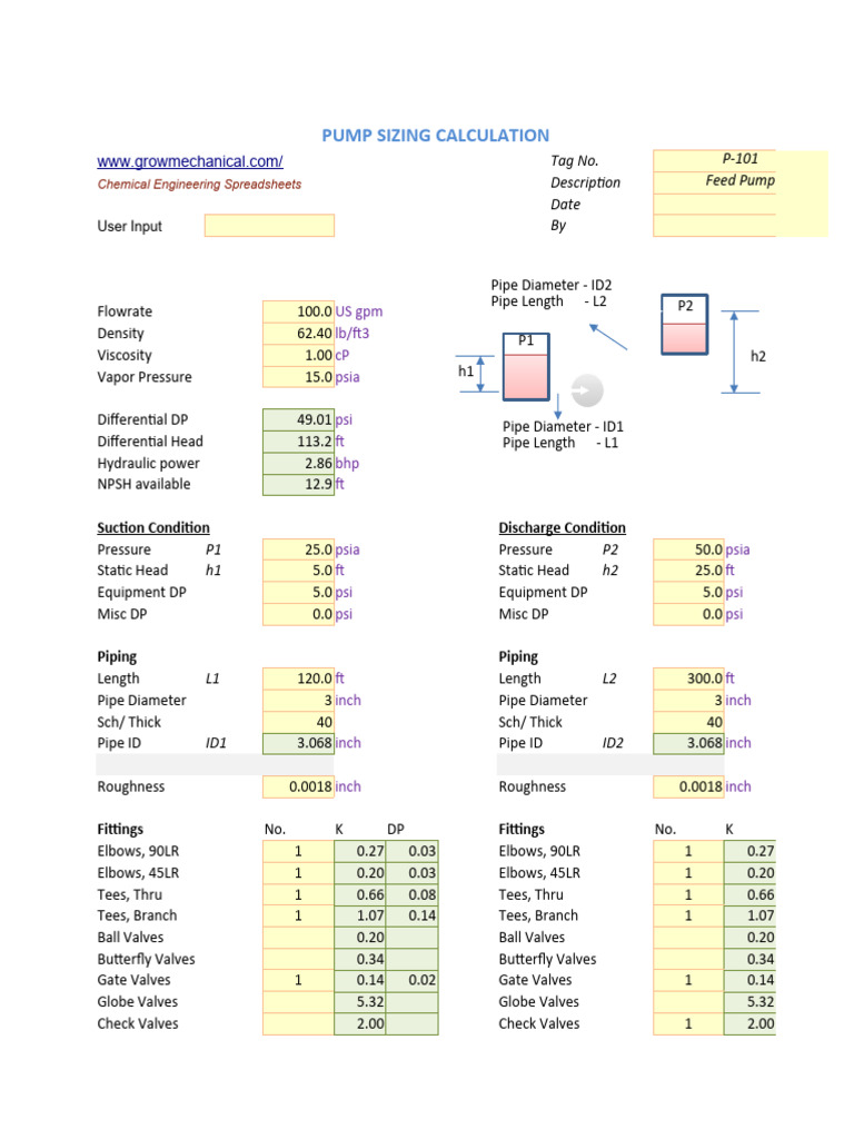 Pump Sizing Calculation | PDF | Pump | Valve