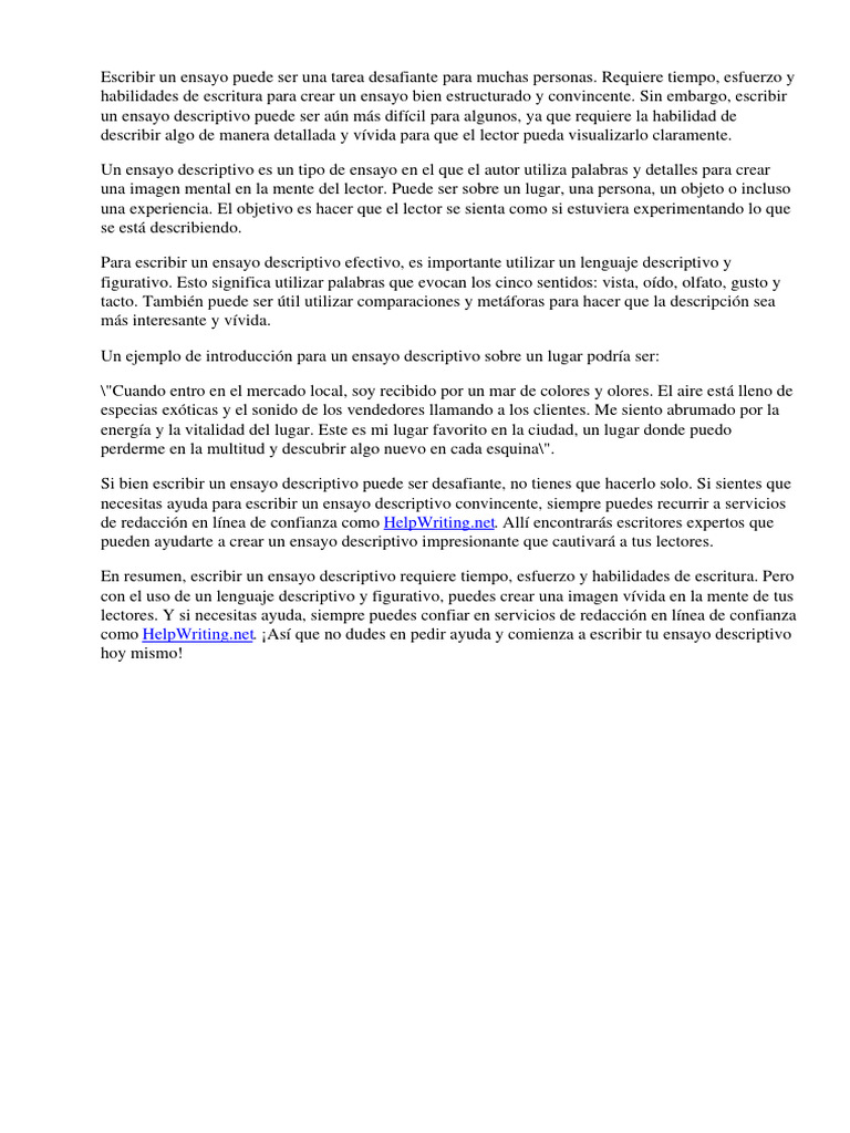 Ejemplo de Introducción de Ensayo Descriptivo | PDF | Ensayos | Comunicación humana