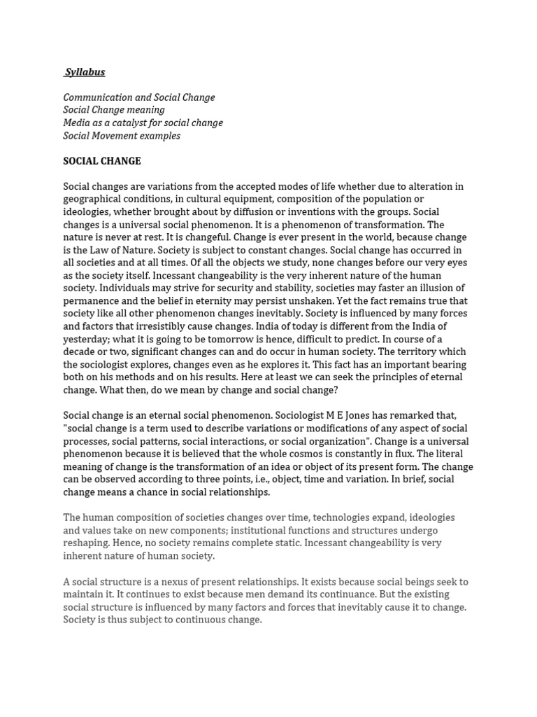 Communication and Social Change | PDF | Society | Marriage