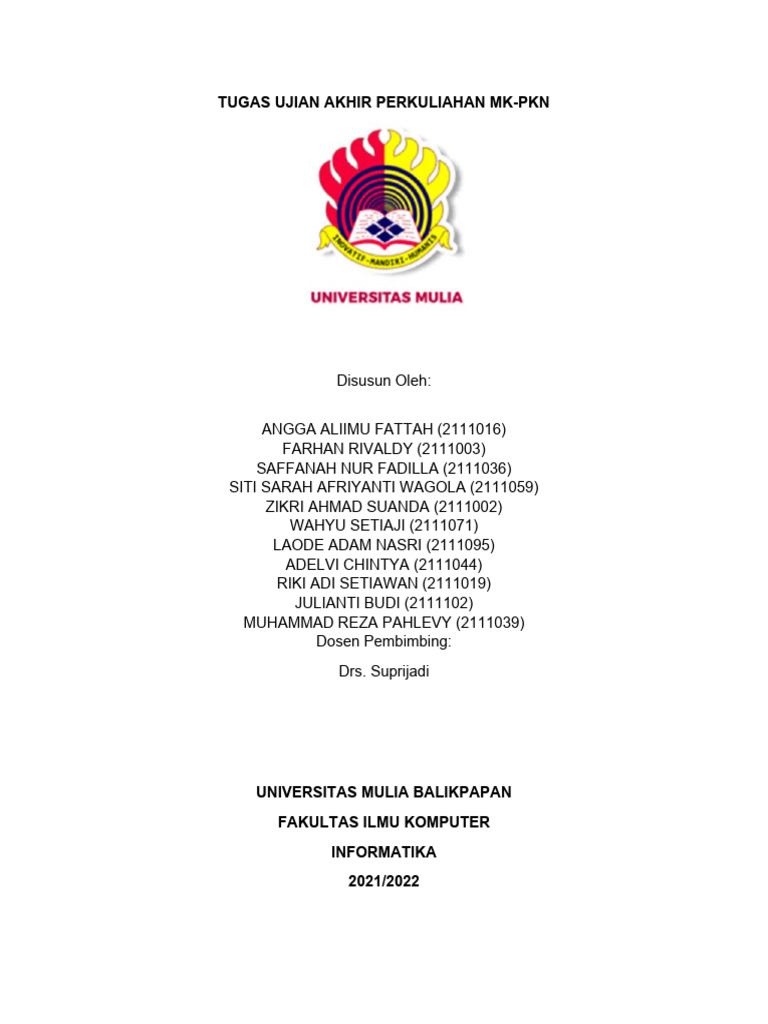 Tugas Ujian Akhir Perkuliahan MK-PKN | PDF | Politik