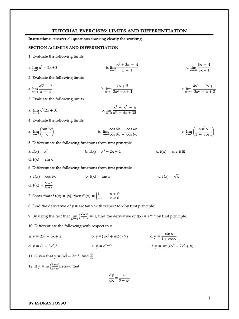 3.5. Tutorials On Differentiation | Download Free PDF | Asymptote | Analysis