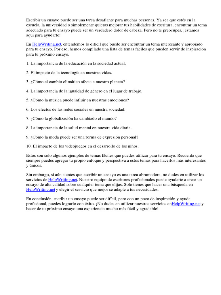 Fáciles Temas para Escribir Un Ensayo | Download Free PDF | Computing ...