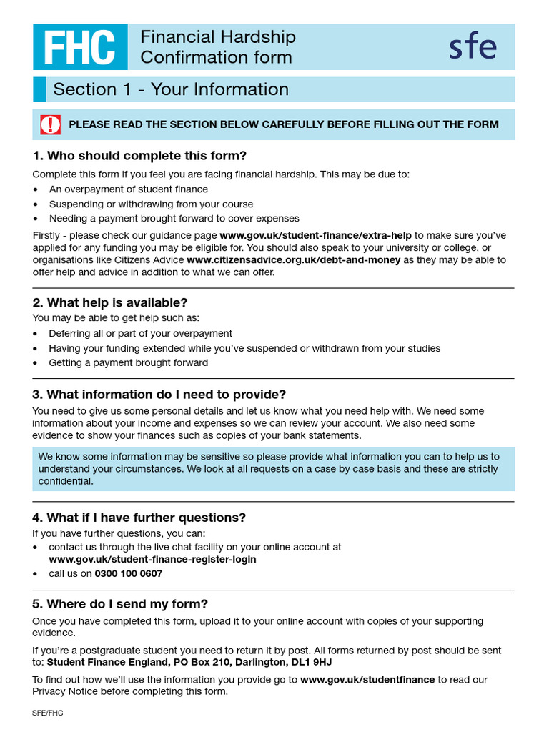 Sfe Financial Hardship Confirmation Form 2223 o | Download Free PDF | Automated Teller Machine ...