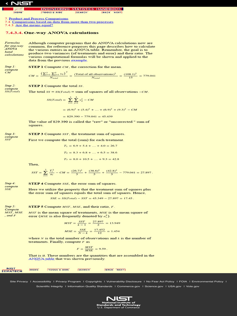 7.4.3.4. 1-Way ANOVA Calculations | PDF | Analysis Of Variance | Mean Squared Error