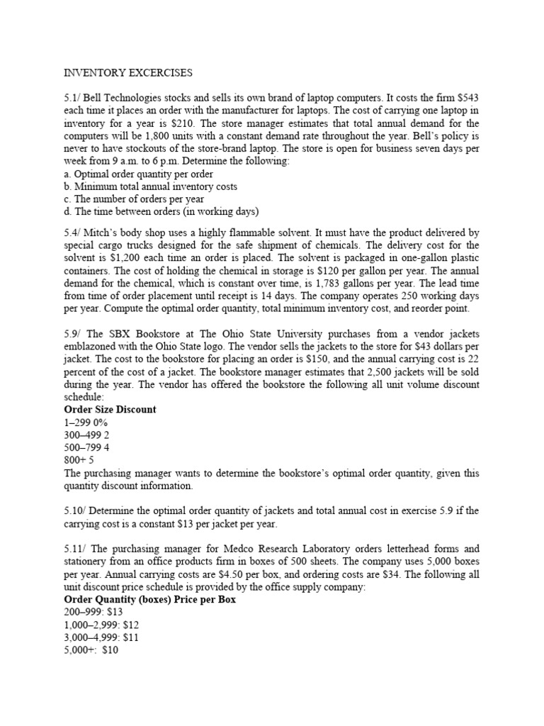 Bài tập tồn kho | PDF | Inventory | Business