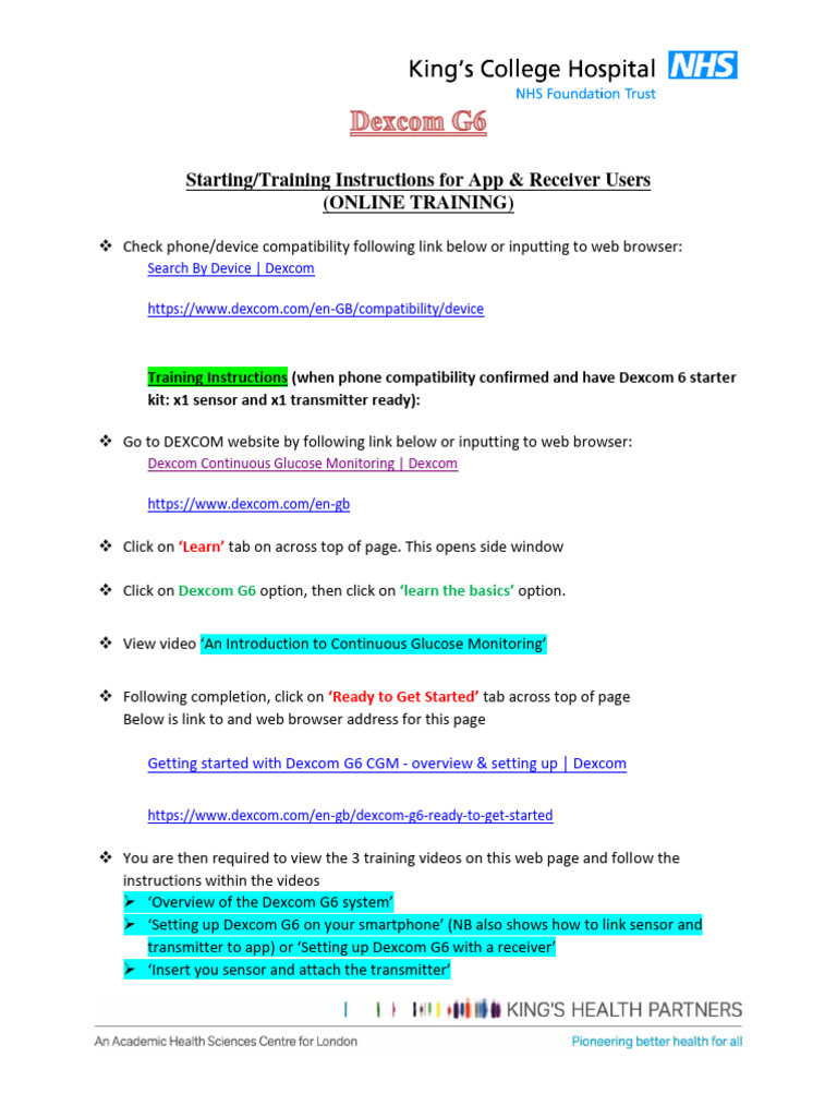 Dexcom G6 - Online Training and Certficate Guide (App and Receiver ...