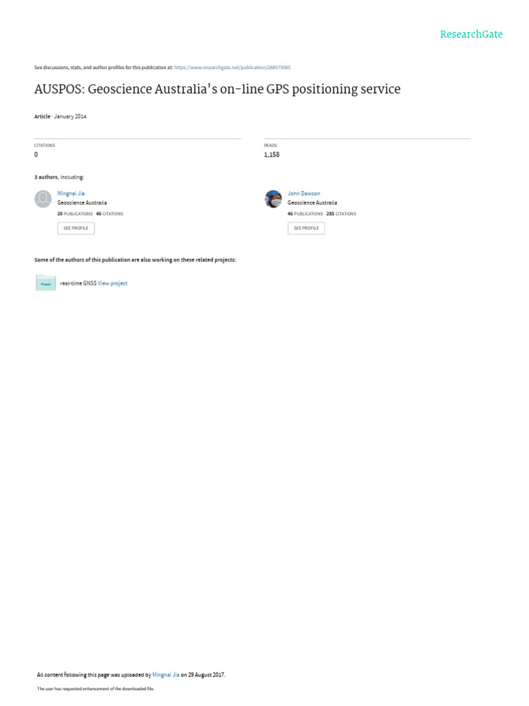 AUSPOS Geoscience Australia's On-Line GPS Jia - Dawson - Moore ...