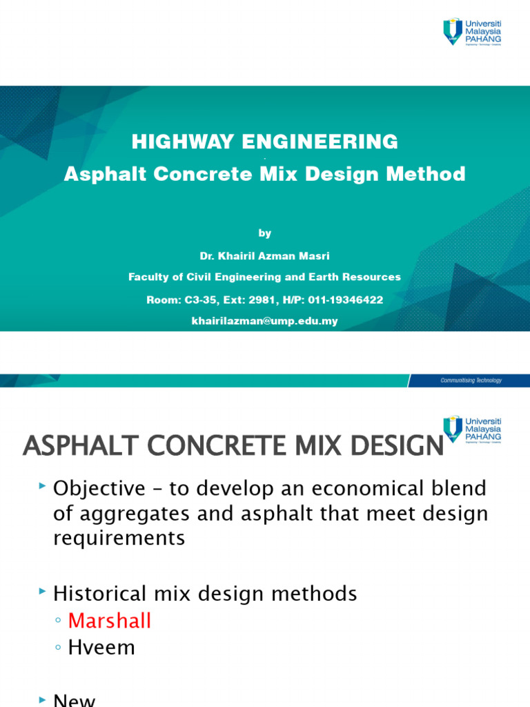 5-Marshall Mix Design Part 1 Dr Khairil | PDF | Concrete | Construction Aggregate