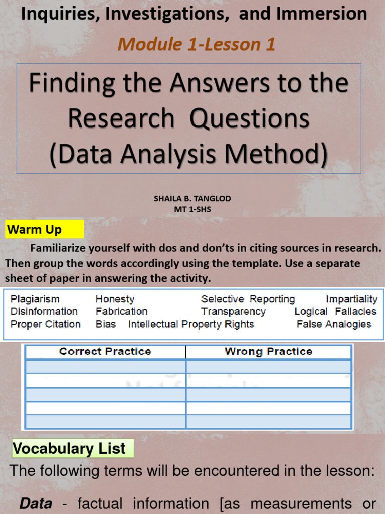 Q4-Module-1.1 | PDF | Qualitative Research | Data
